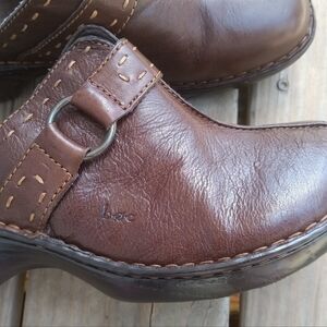 b.o.c. | Shoes | Boc Born Concept Comfort Slip On Brown Leather Clogs ...